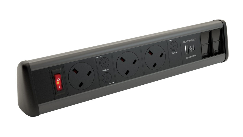 P-Pack Desktop Sockets (3 UK Power Sockets, 2 USB (1 x Type A, 1 x Type ...