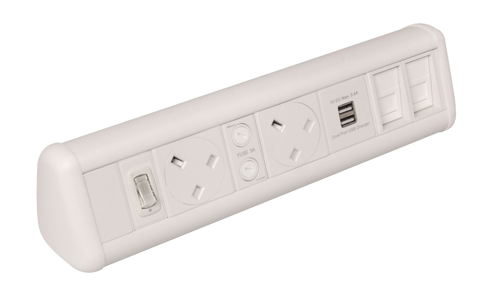 P-Pack Desktop Sockets (2 Power Sockets, 2 USB, 2 Network Sockets with ...